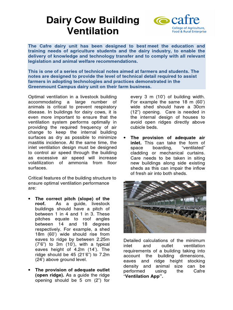 Optimal Dairy Building Ventilation Guide | PDF | Dairy | Roof