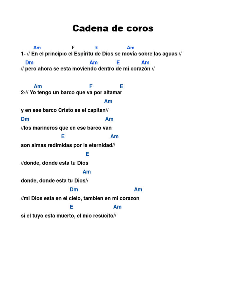 Cadena de Coritos Am | PDF | Artes del Lenguaje y Comunicación