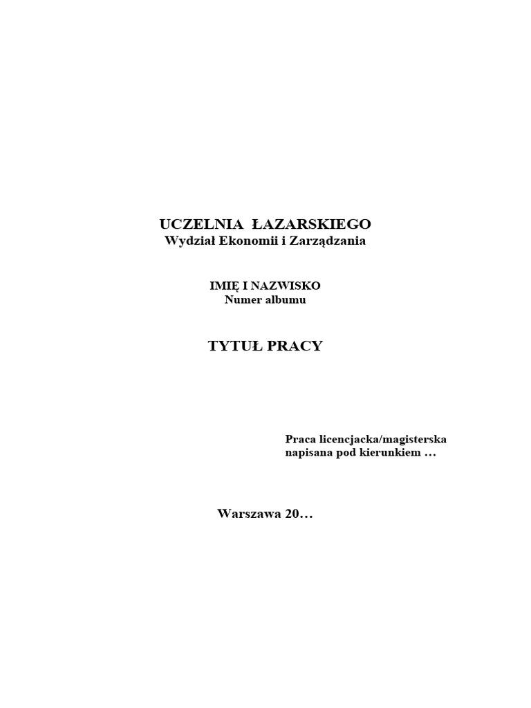 Formatka Praca Dyplomowa | PDF