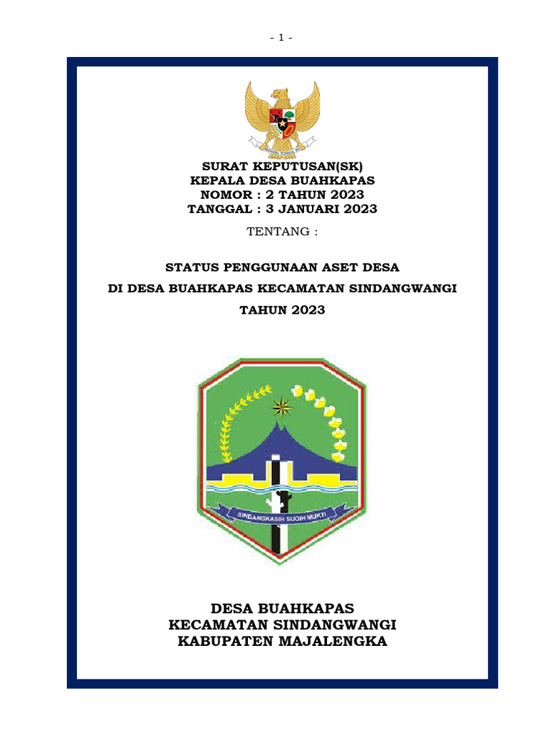 SK Penggunaan Aset Desa Buahkapas 2023 | PDF
