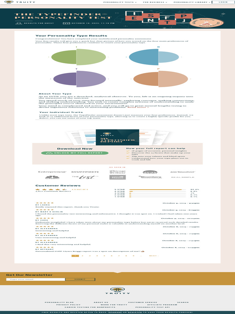 The TypeFinder® Personality Test Truity | PDF | Personality Type ...