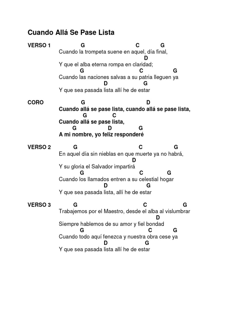 Cuando Allá Se Pase Lista | PDF