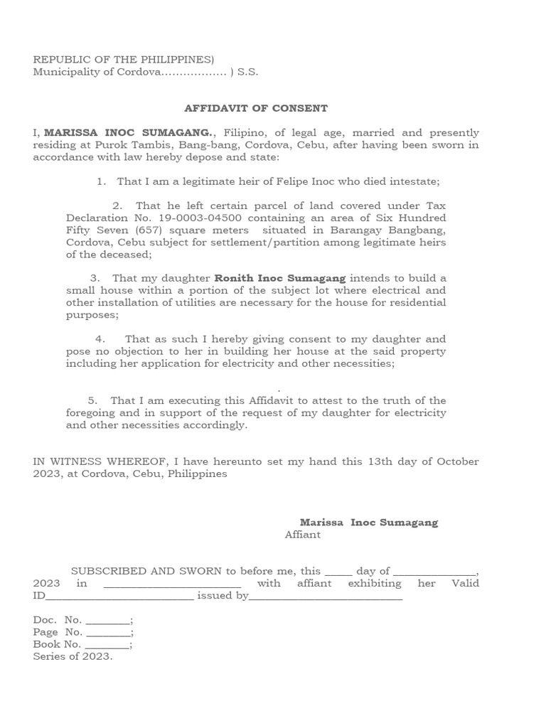 Affidavit of Consent | PDF
