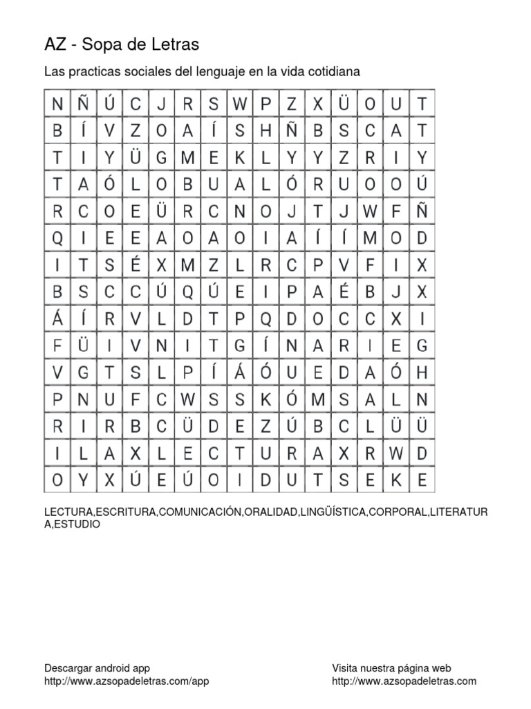 Sopa de Letras Lenguaje | PDF