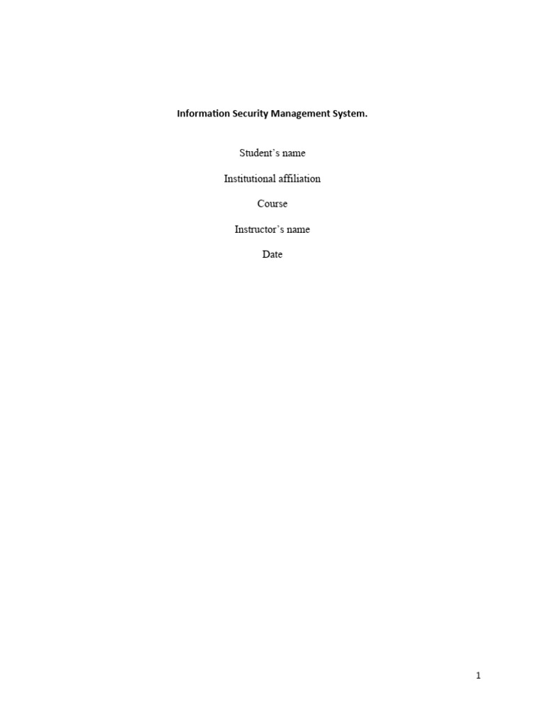 Information Security Management System Framework | PDF | Hospital ...