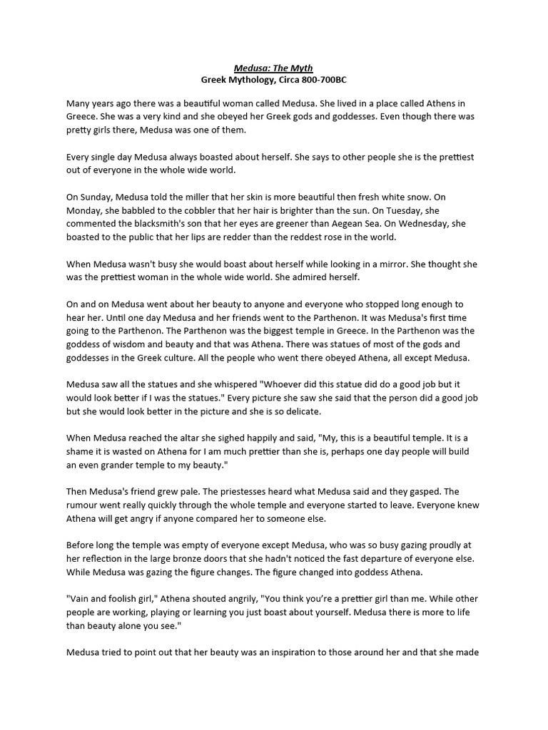 Medusa Myth pt1 | PDF | Medusa | Mythology