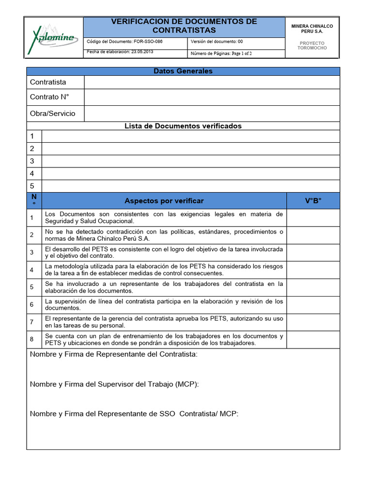 Verificación de Documentos de Contratistas | PDF