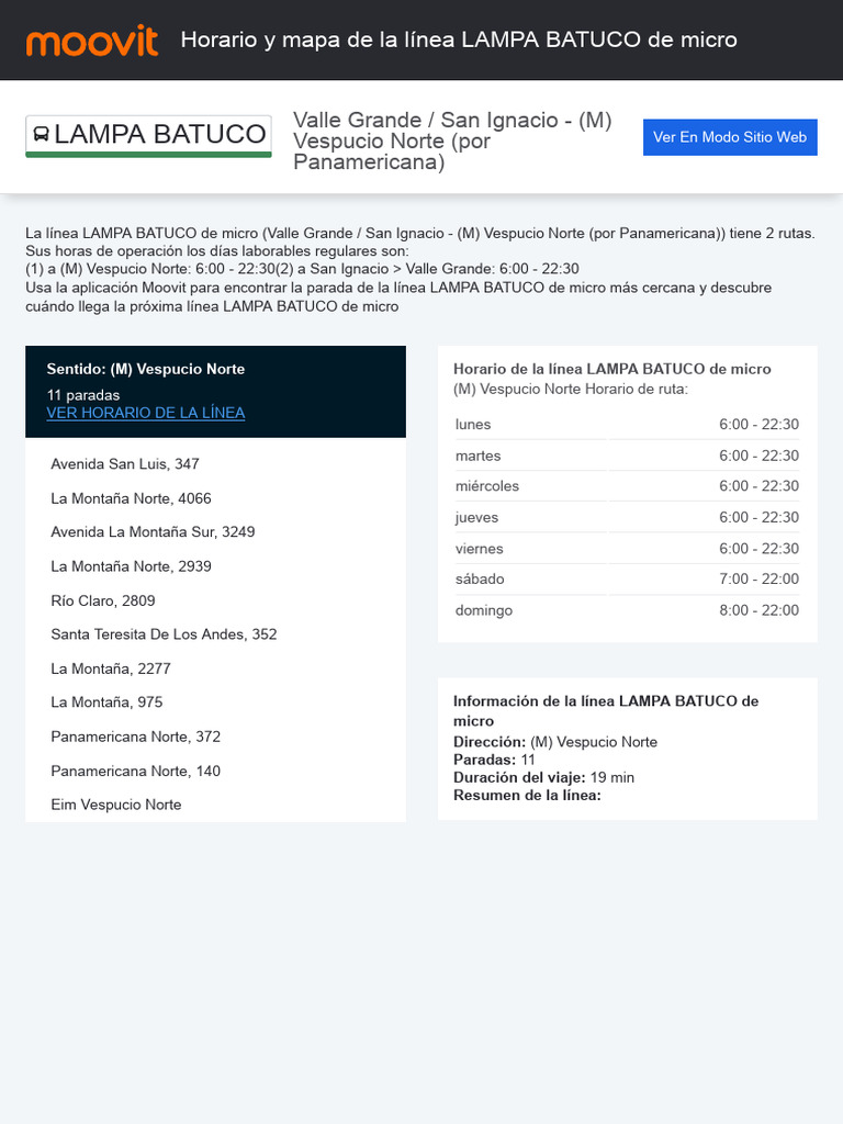 Lampa Batuco: Horario y Mapa de La Línea LAMPA BATUCO de Micro ...