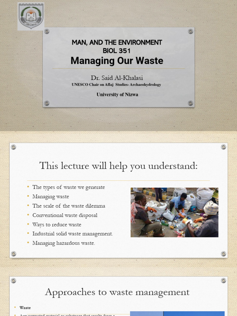 Chapter 15 Managing Our Wastes | PDF | Waste | Recycling