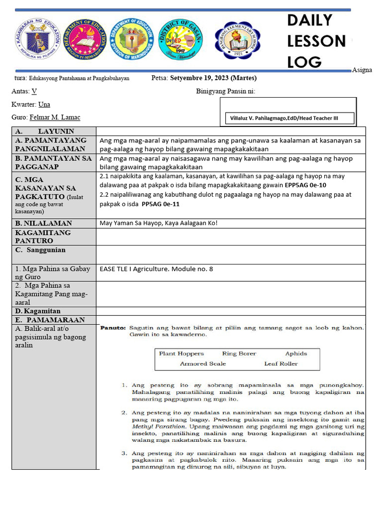 DLL Epp5 Agri q1w4 | PDF