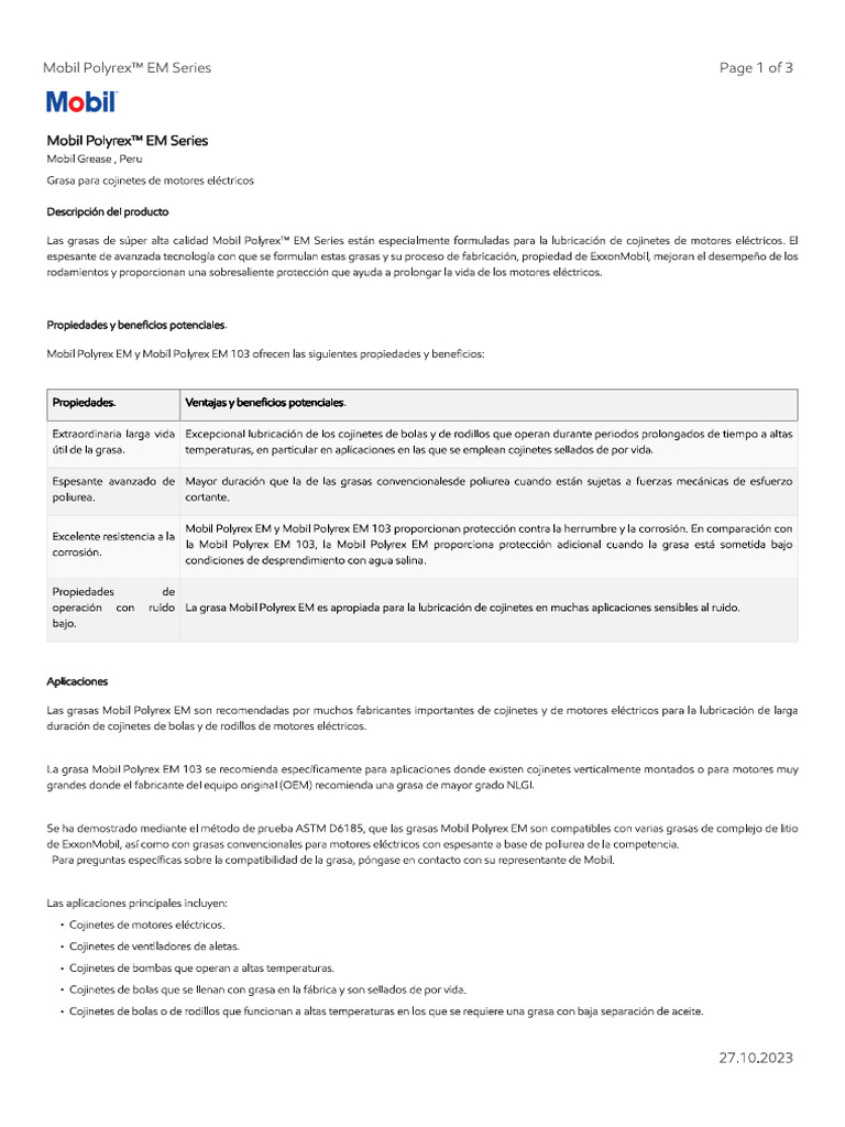 GL XX Mobil Polyrex EM Series | PDF