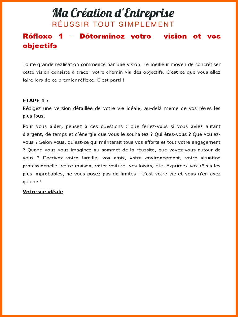 Vision et objectifs de vie réussis | PDF | Développement personnel