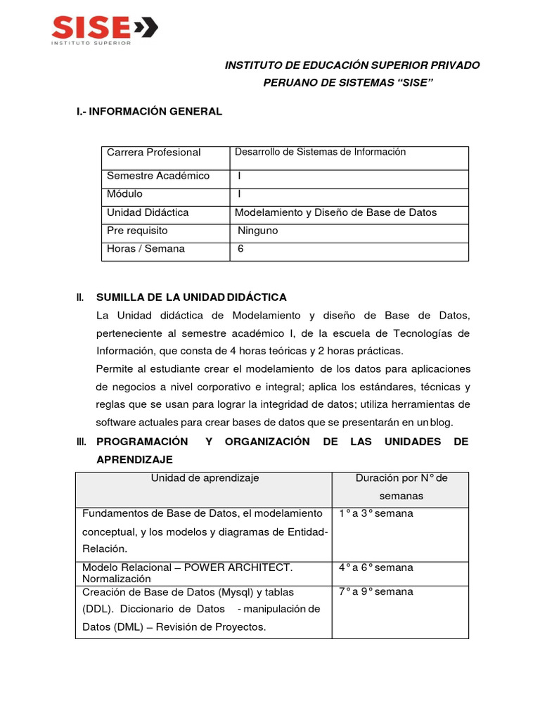 MODELADO Y DISEÑO DE BD | PDF | Evaluación | Bases de datos