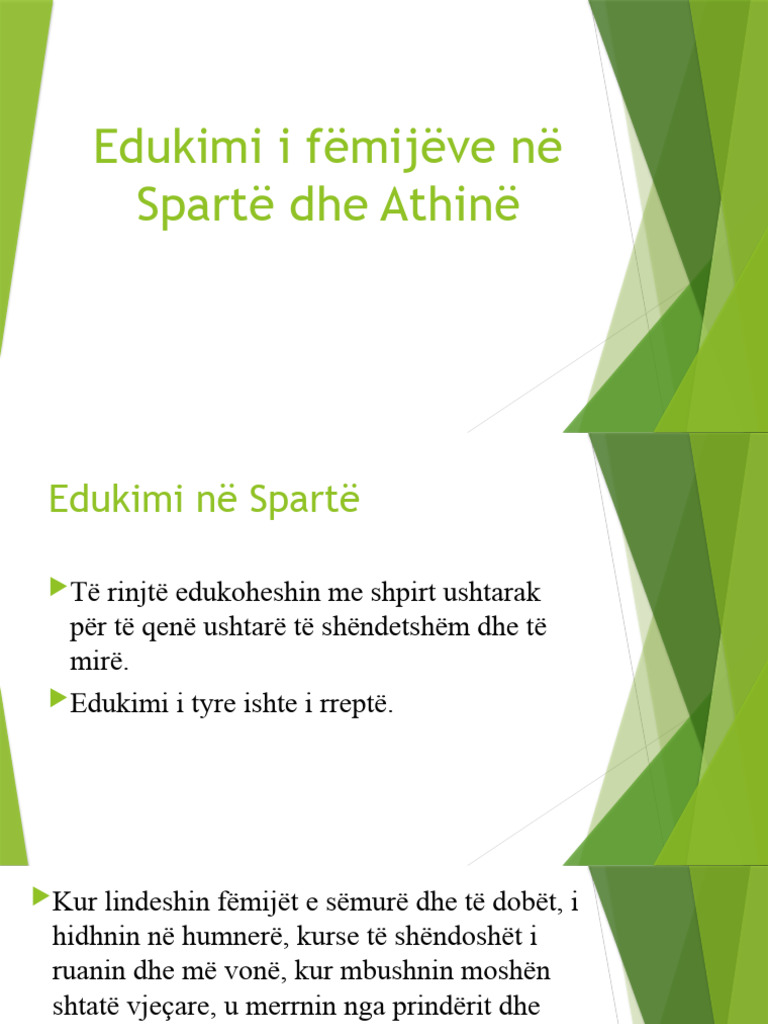 Edukimi I Ffëmijëve Në Athinë Dhe Në Spartë | PDF