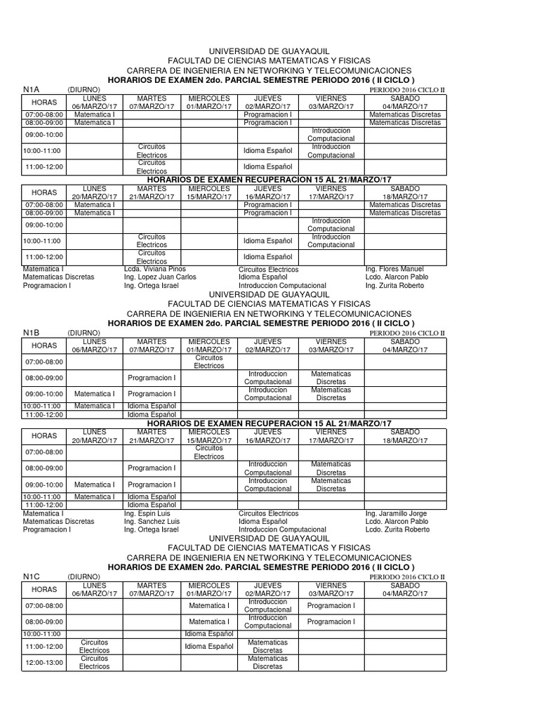 Horario Examenes Cint | PDF | Observación | Science