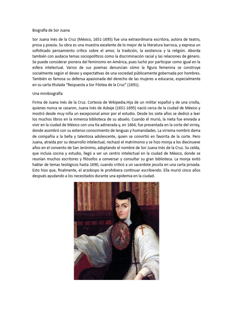 Biografía de Sor Juana | PDF