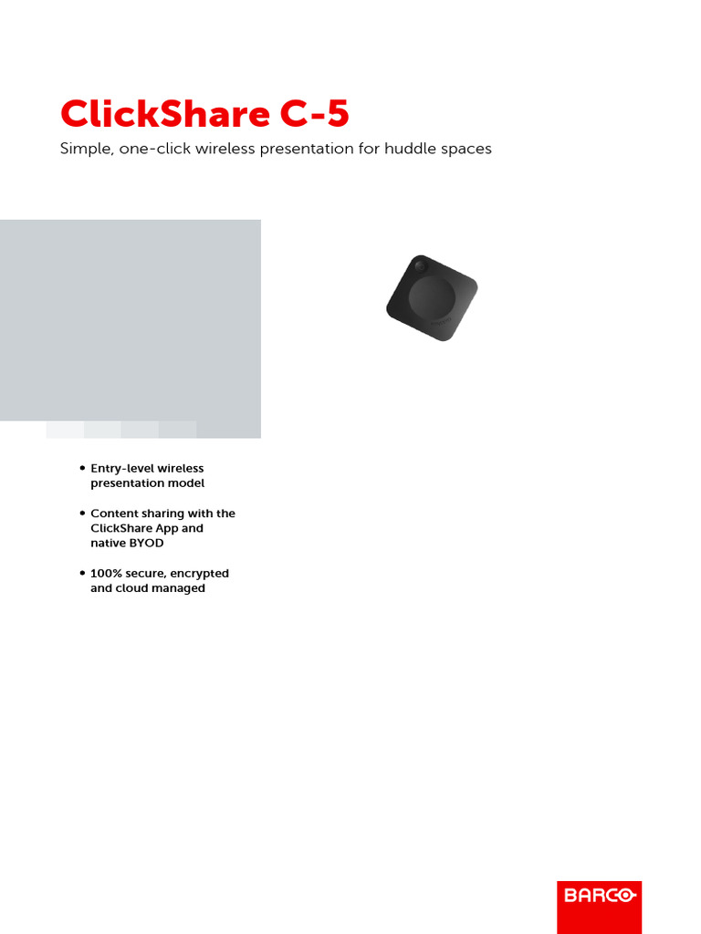 ClickShare C-5 Wireless Presentation Specs | PDF | Usb | Hdmi