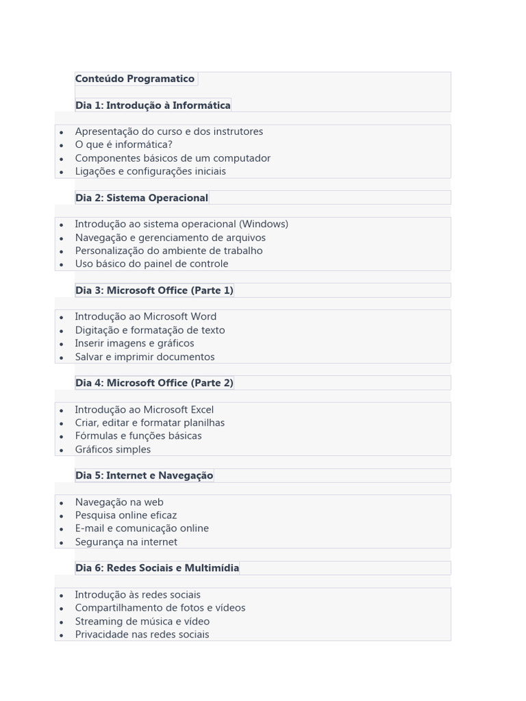 Conteúdo Programatico | PDF