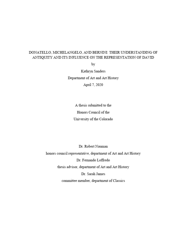 Kathryn Sanders - Honors Thesis Final | PDF | Sculpture | Michelangelo