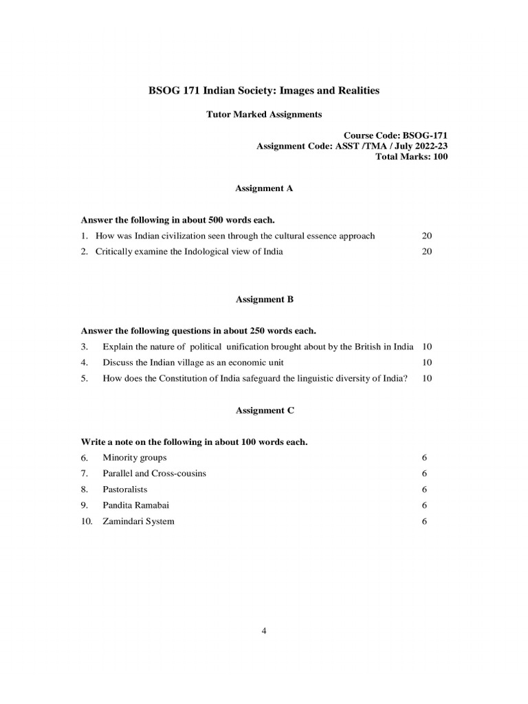 BSOG 171 (Question Paper) | PDF