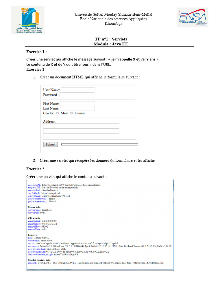 JAVA EE TP 1 Servlets | PDF