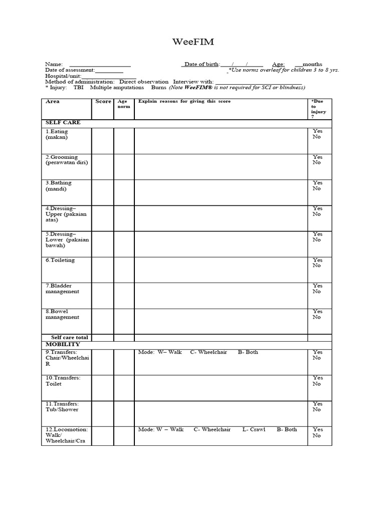Wee FIM | PDF | Cognition | Cognitive Science