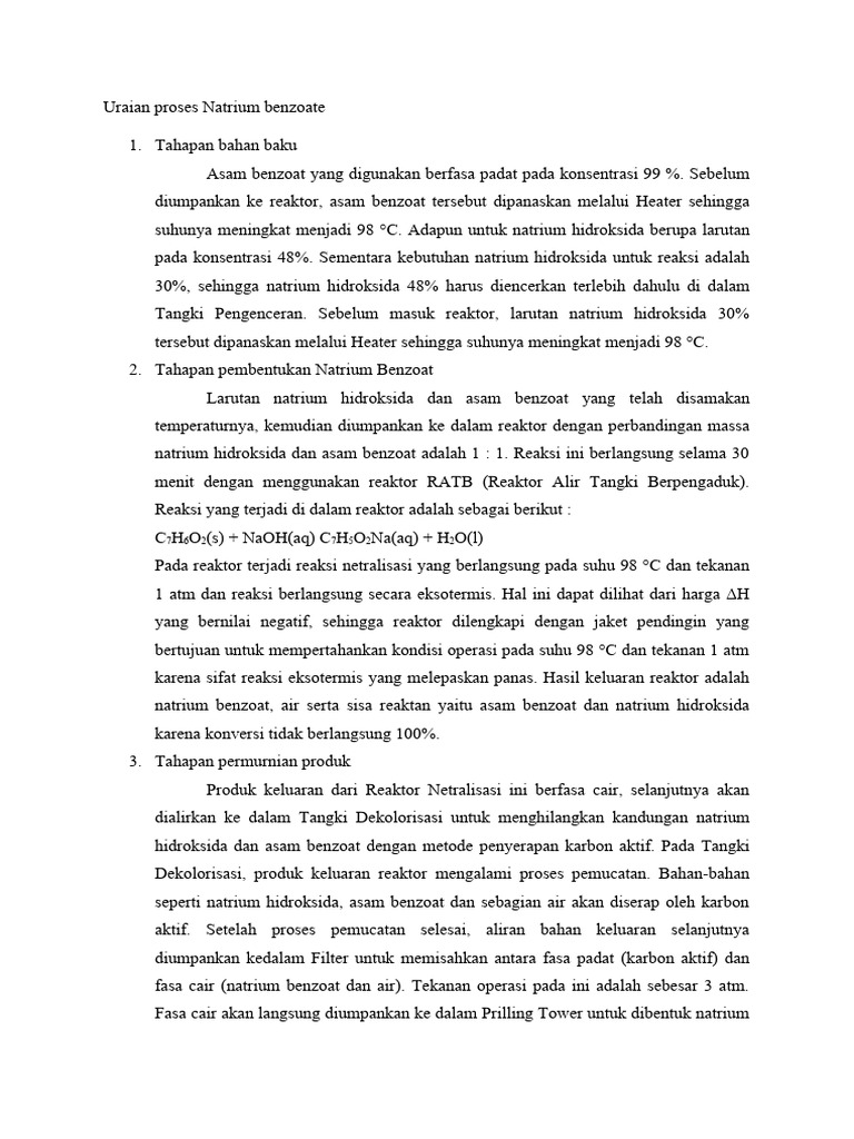 Proses Pembuatan Natrium Benzoat | PDF | Sains & Matematika