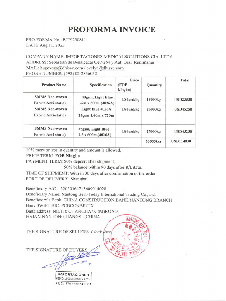 Approved Proforma Invoice | PDF