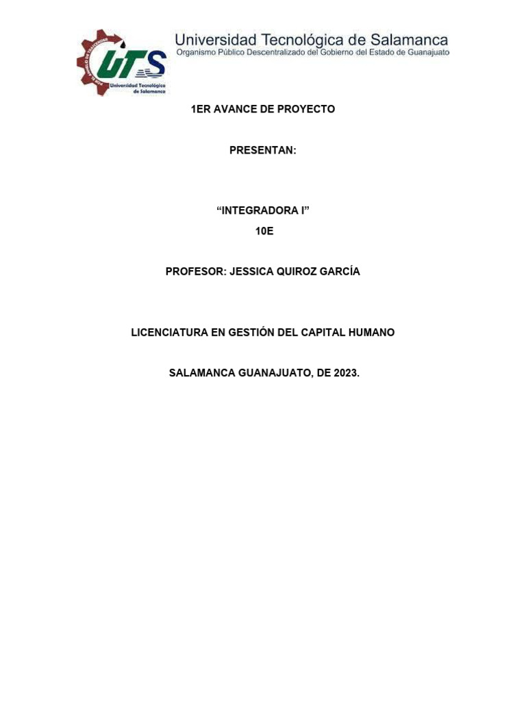 1ER AVANCE DE PROYECTO - Integradora | PDF | Aprendizaje | Evaluación