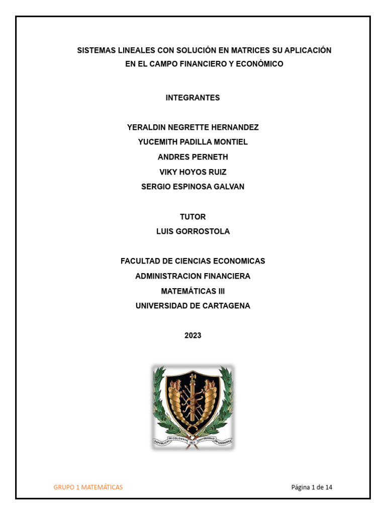 TCC Matemáticas Terminado | PDF | Matriz (Matemáticas) | Ecuaciones