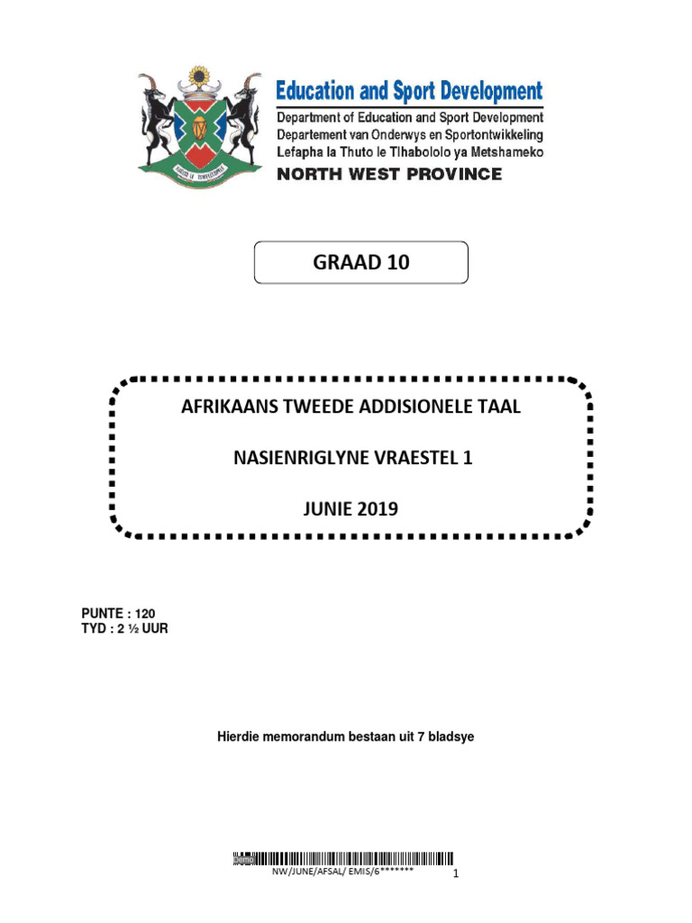 Afrikaans-GR-10-SAL-MEMO-V1_ | PDF