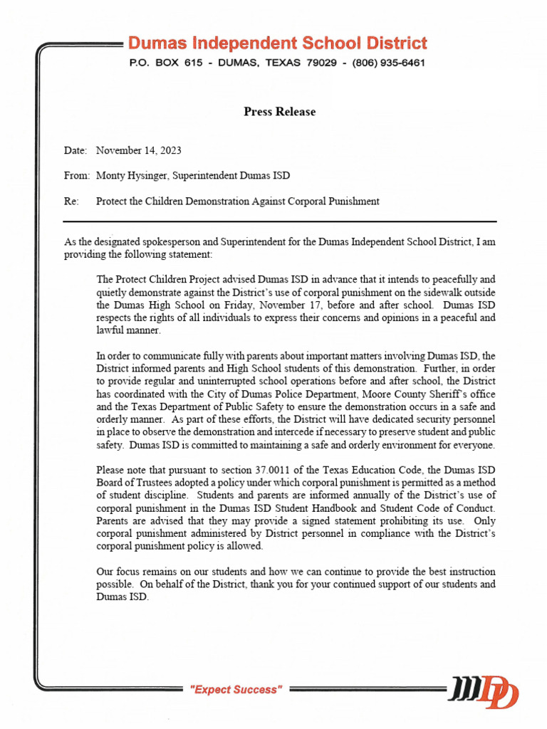 Press Release - Dumas ISD | PDF