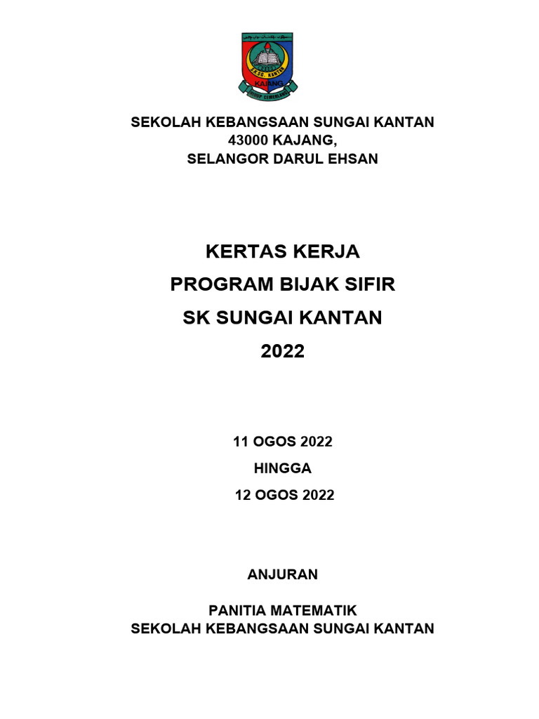 Kertas Kerja Program Bijak Sifir 2022 | PDF