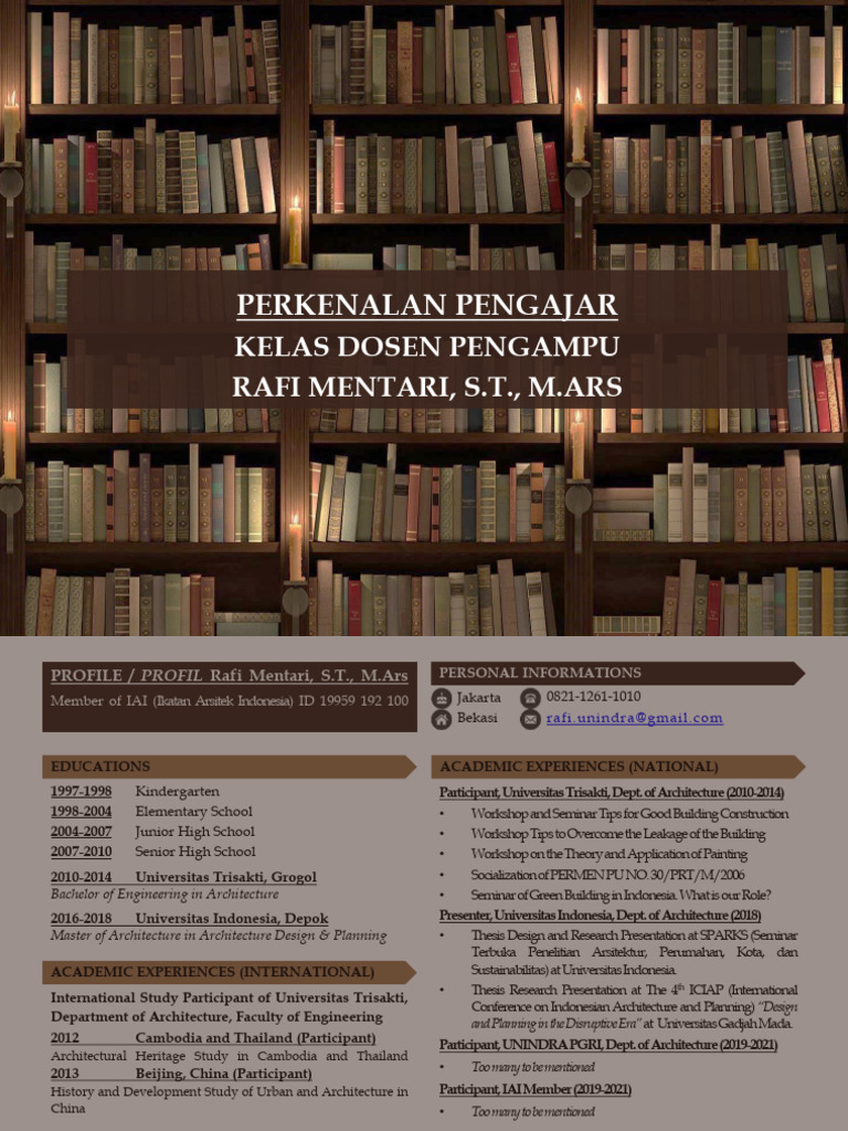 Perkenalan & Perkuliahan Dosen Pengampu Rafi Mentari, S.T., M.ars | PDF | Engineering