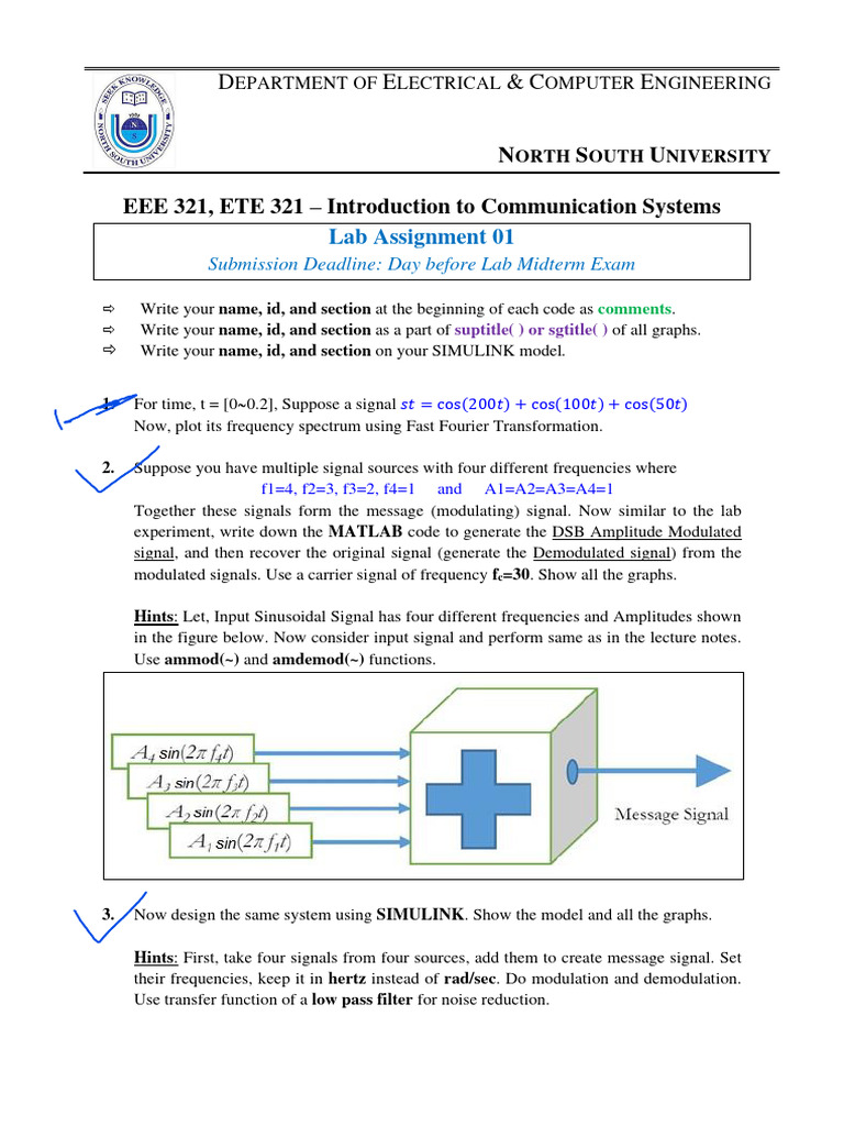 Eee 321 Assignment 1 232 | PDF | Frequency Modulation | Modulation