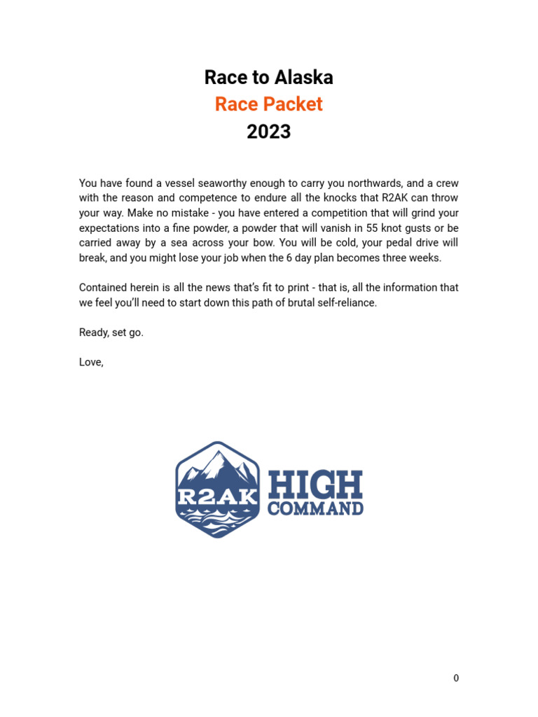 Race to Alaska 2023 Rules Overview | PDF | Flashlight | Identity Document