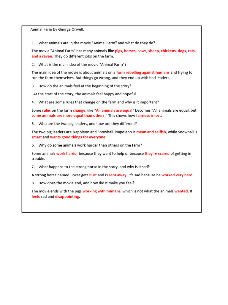 Animal Farm: A Tale of Lost Hope | PDF