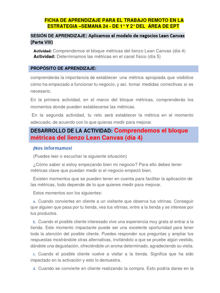 Comprendemos El Bloque Métricas Del Lienzo Lean Canvas (Día 4) | PDF ...