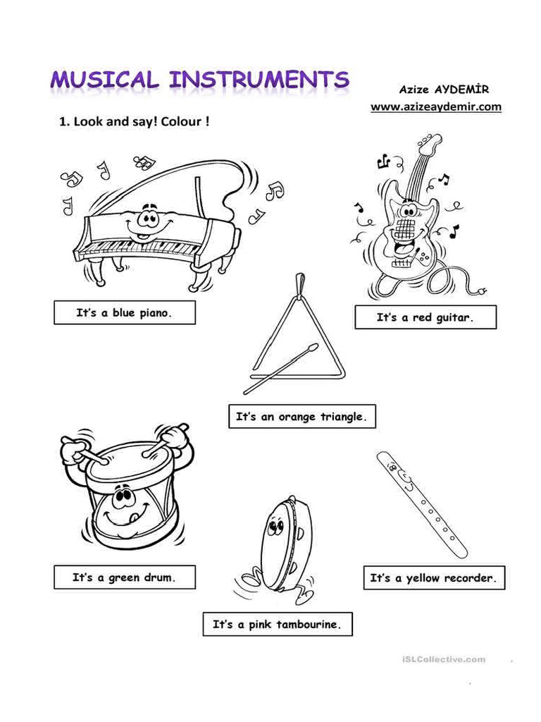 Colouring Activity Music Instrumental (Very Easy) | PDF
