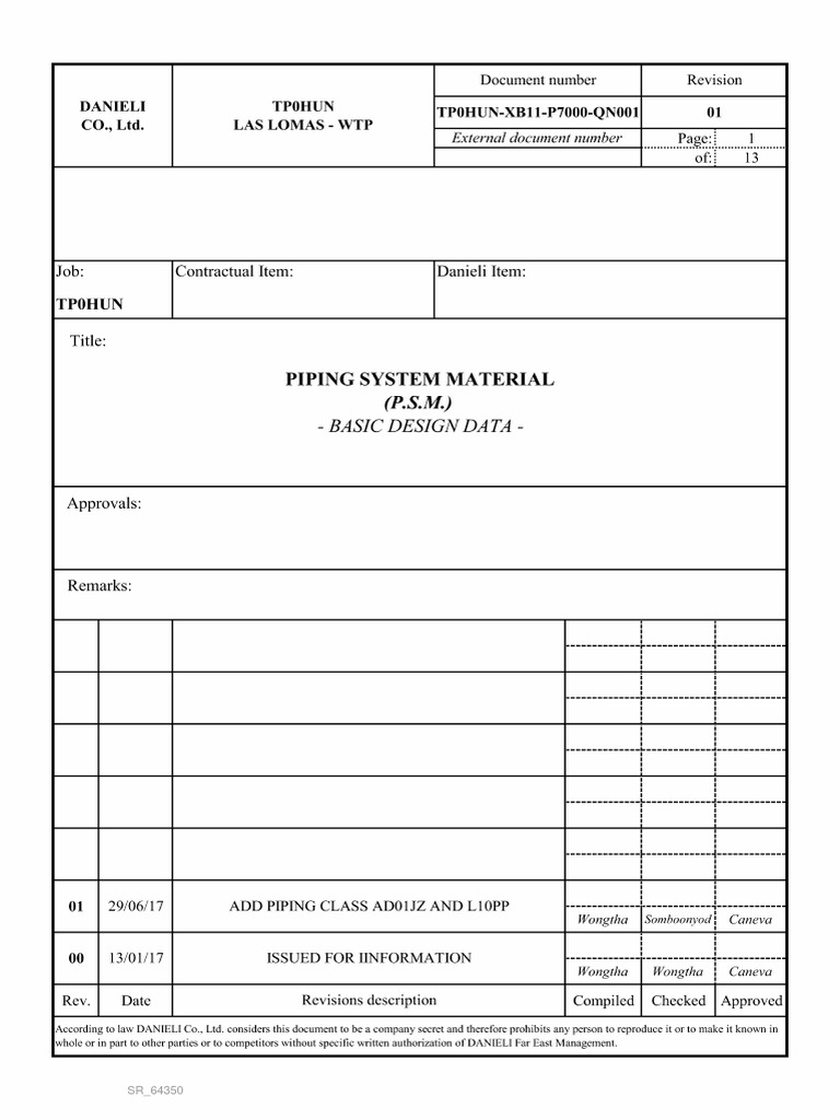 Piping Class Planta de Tratamiendo de Agua | PDF | Pipe (Fluid ...