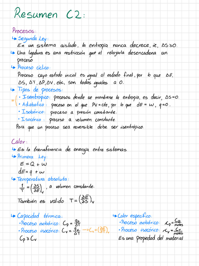 Resumen C2 | PDF | Entropía | Calor