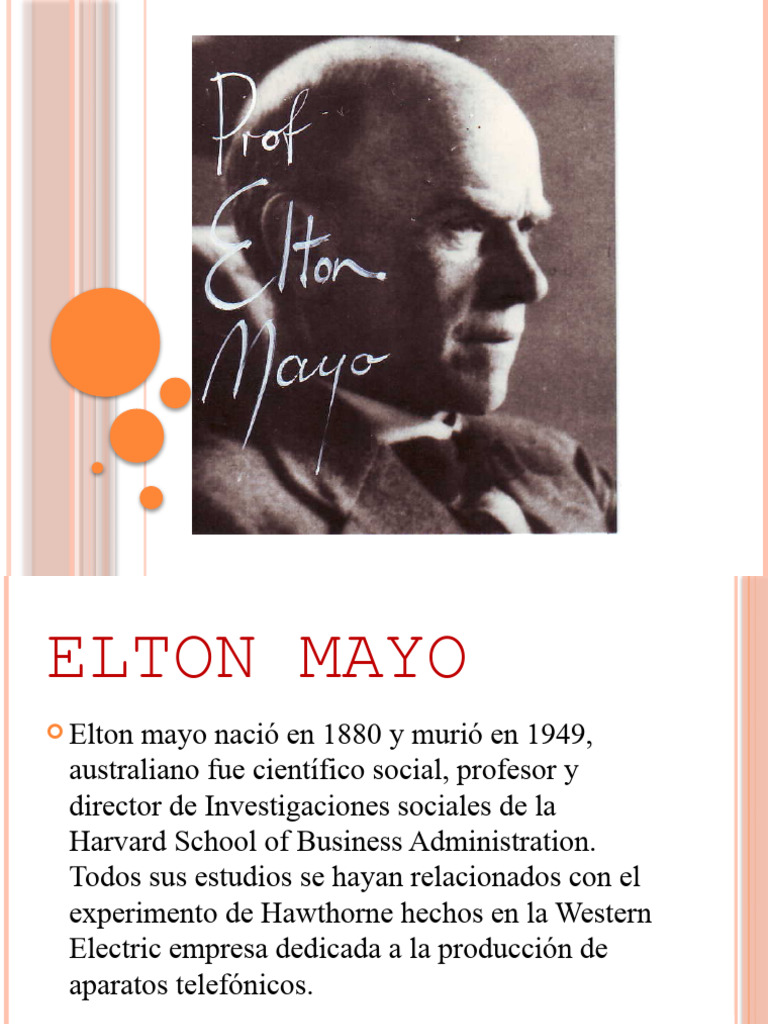 Teoría de Relaciones Humanas de Elton Mayo | PDF | Cognición ...