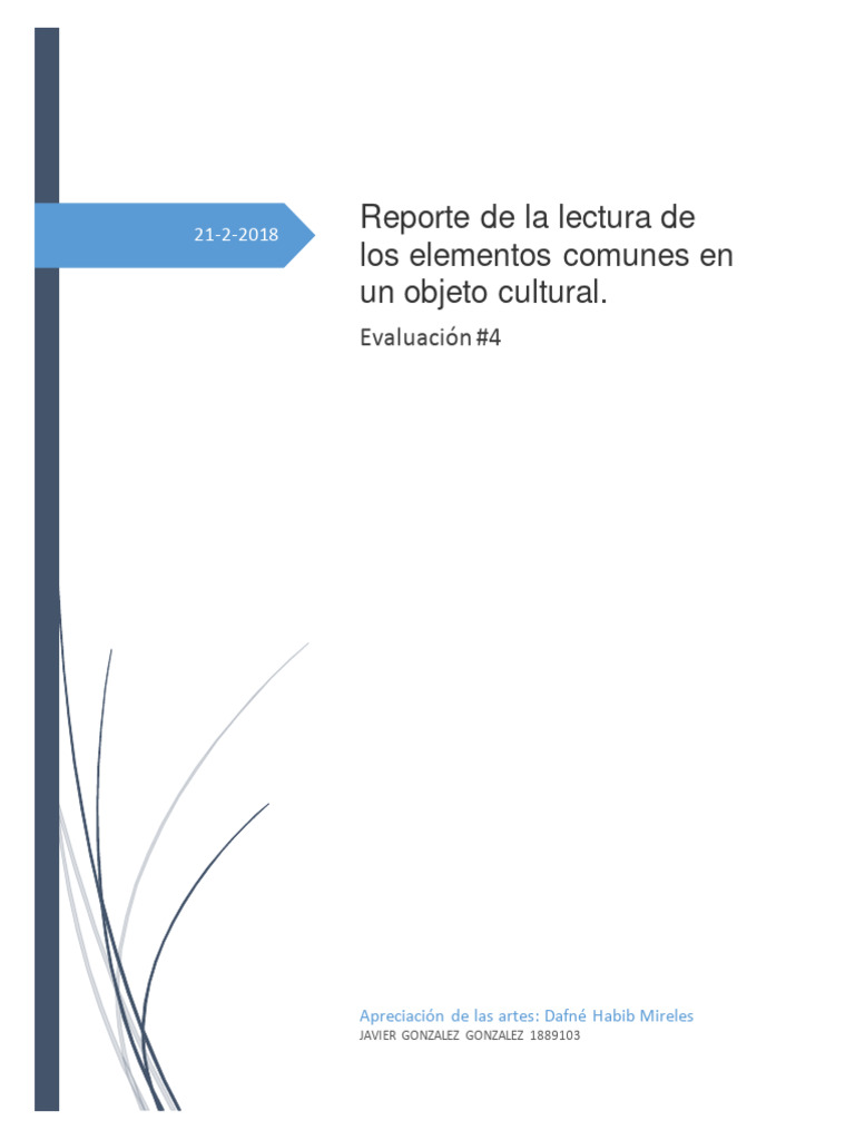 Reporte de La Lectura de Los Elementos Comunes en Un Objeto Cultural | PDF