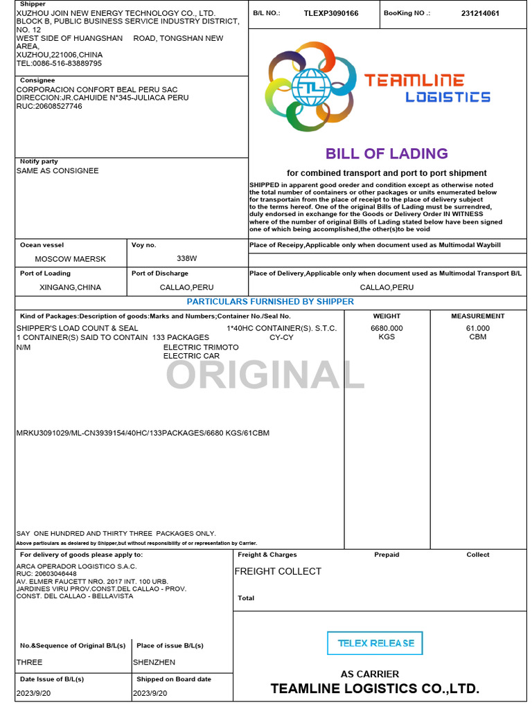 Telex BL | Download Free PDF | Bill Of Lading | Cargo
