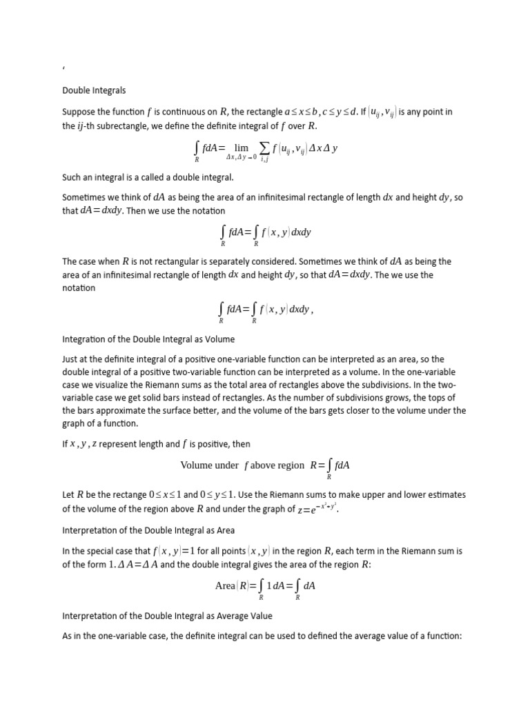 Double Integrals | PDF | Integral | Area