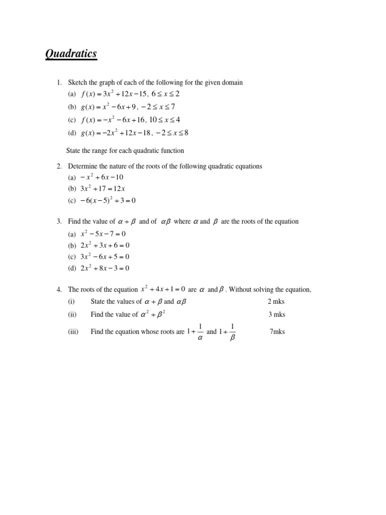 Quadratics 2 | PDF