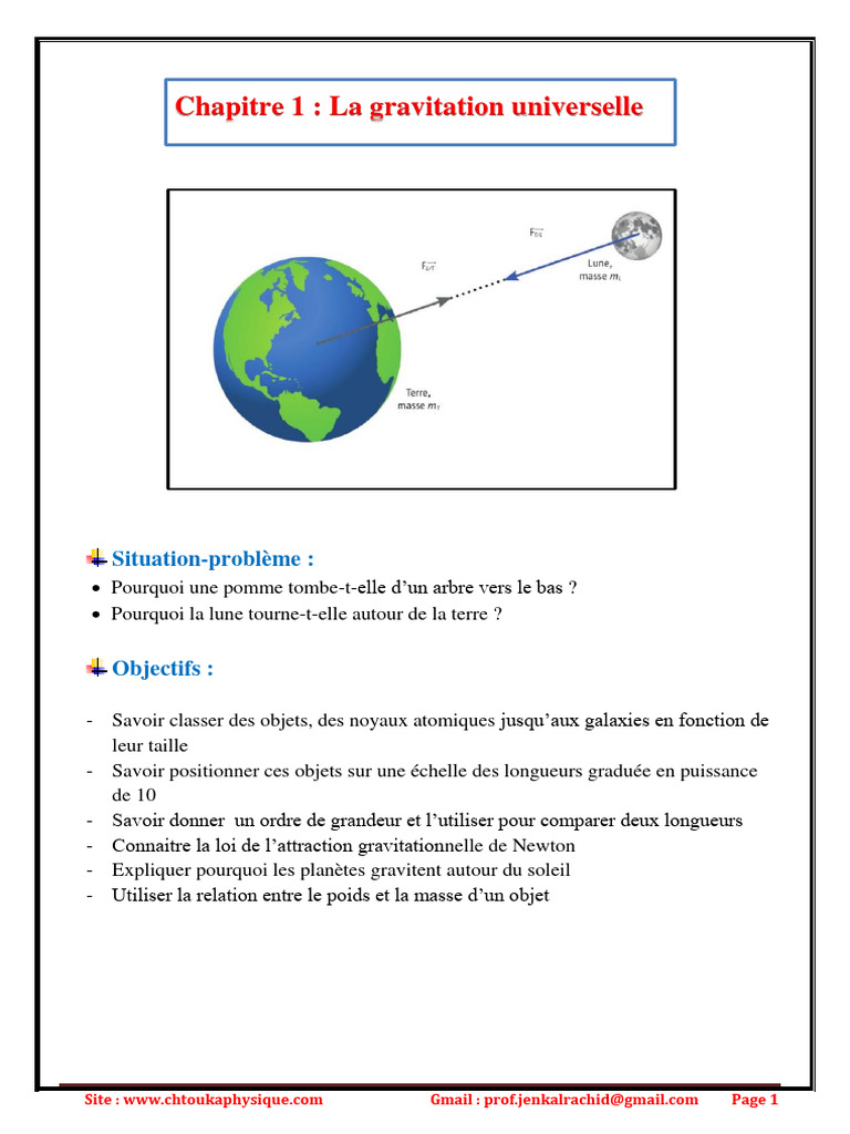 Chapitre 1: La Gravitation Universelle: Situation-Problème | PDF | Gravité | Astronomie
