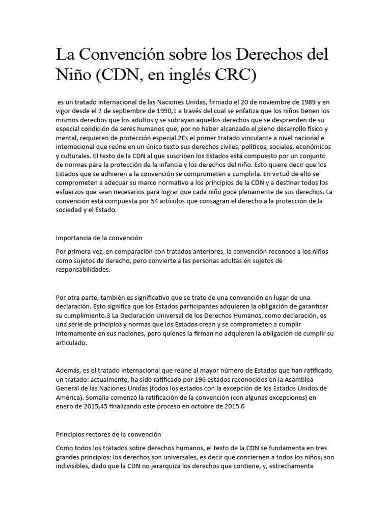 Principios de la Convención del Niño | PDF | Convención de los Derechos ...