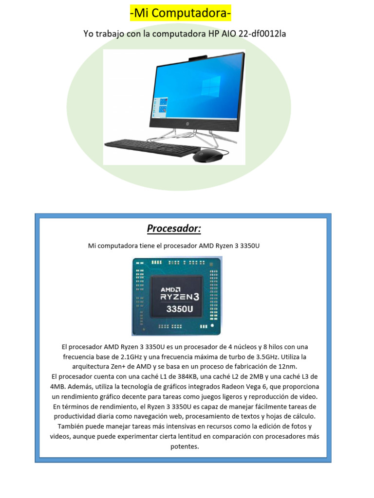 Mi Computadora - Tarea de Informatica - G11 - B1 - T3 - Actv 2 | PDF | Hardware de la ...