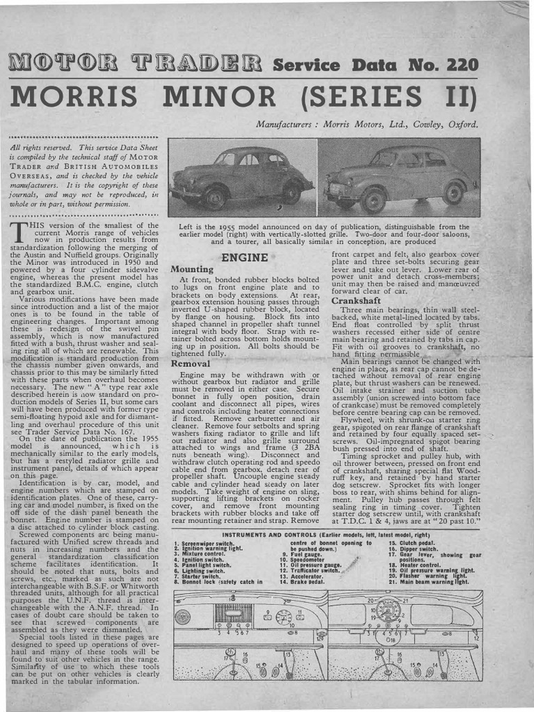 Minor: Morris II) | PDF | Axle | Manual Transmission
